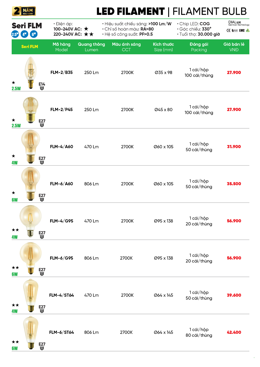 Đèn LED Buld Filament MPE là gì? giá bao nhiêu? | 369 Hoàng Gia